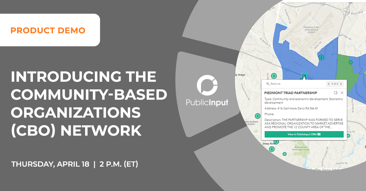PublicInput Product Demo: Community Based Organizations Network